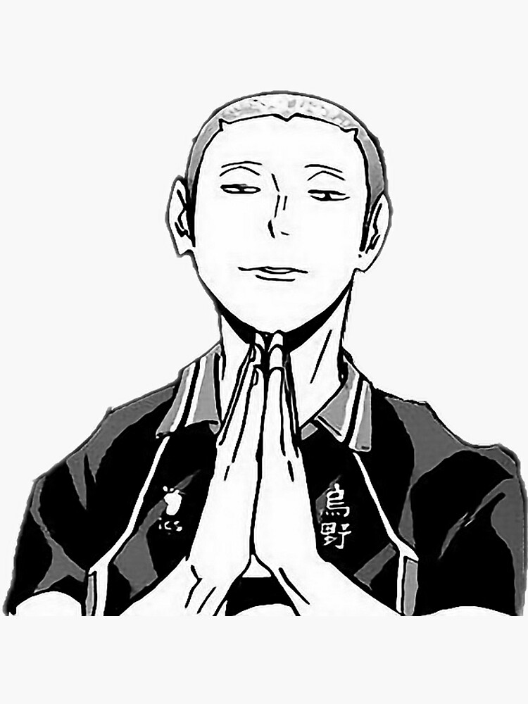 "Praying Tanaka" Sticker by Crispalline | Redbubble