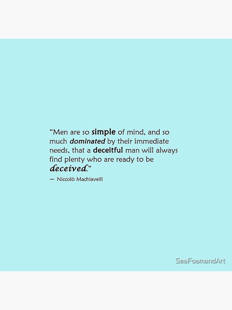 "Niccolo Machiavelli Quote Deceitful Man" Throw Pillow for Sale by ...