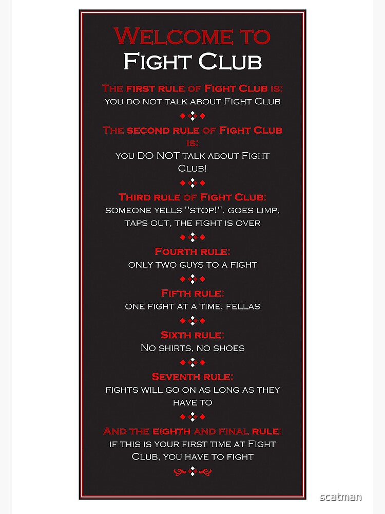 "Fight Club - Welcome to Fight Club" Poster for Sale by scatman | Redbubble
