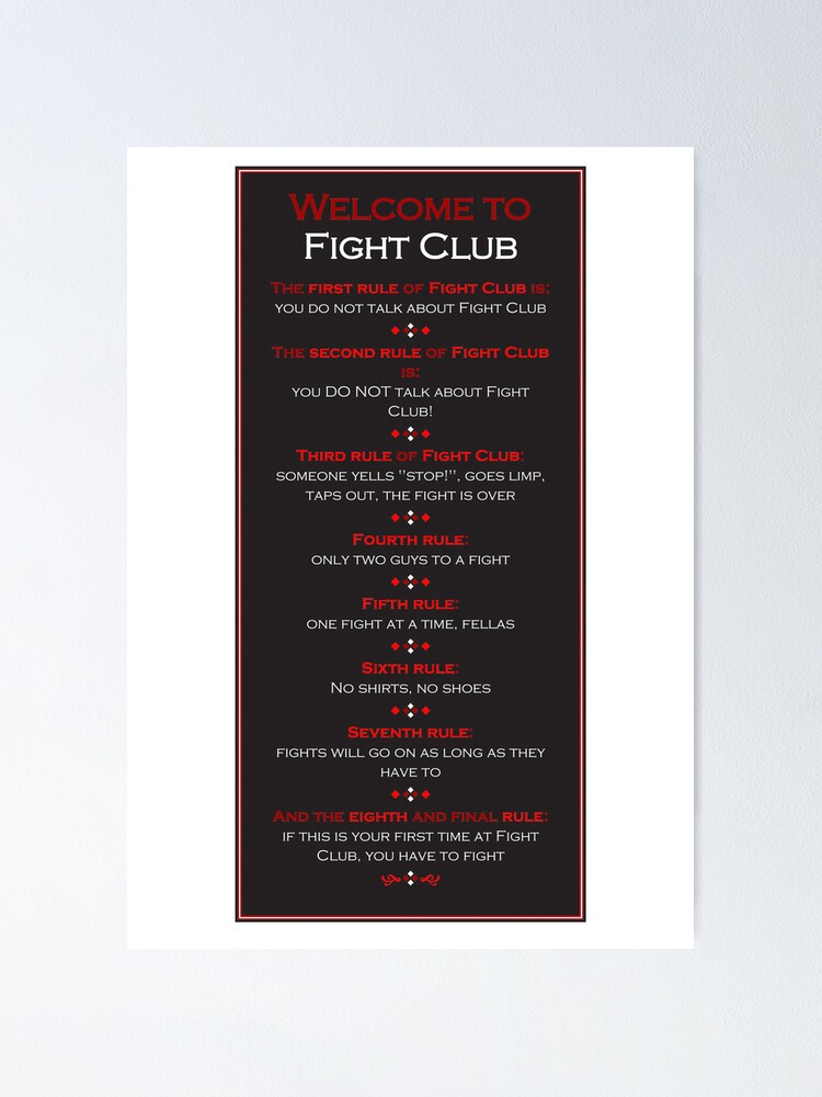 "Fight Club - Welcome to Fight Club" Poster for Sale by scatman | Redbubble