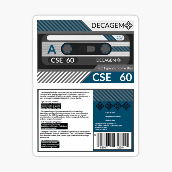 "Decagem CSE 60 type 2 cassette (front and back)" Sticker for Sale by B ...