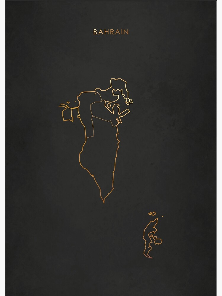 "Bahrain Gold Outline Map with State Boundaries" Poster for Sale by ...