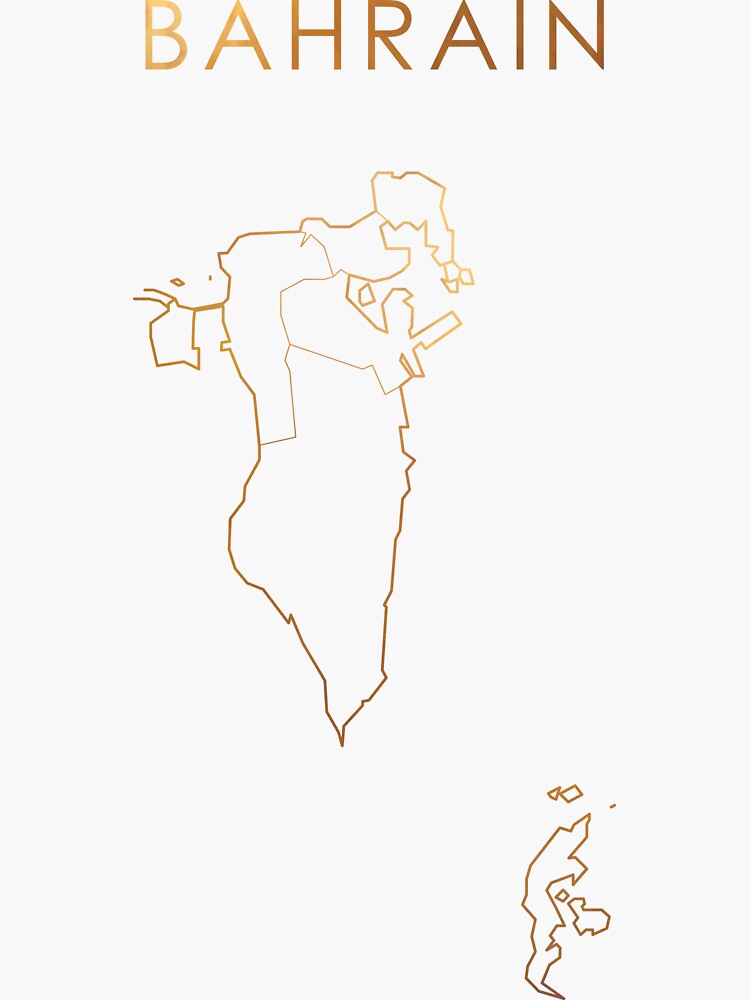 "Bahrain Gold Outline Map with State Boundaries" Sticker for Sale by ...