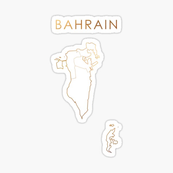 "Bahrain Gold Outline Map with State Boundaries" Sticker by Travel2NZ ...