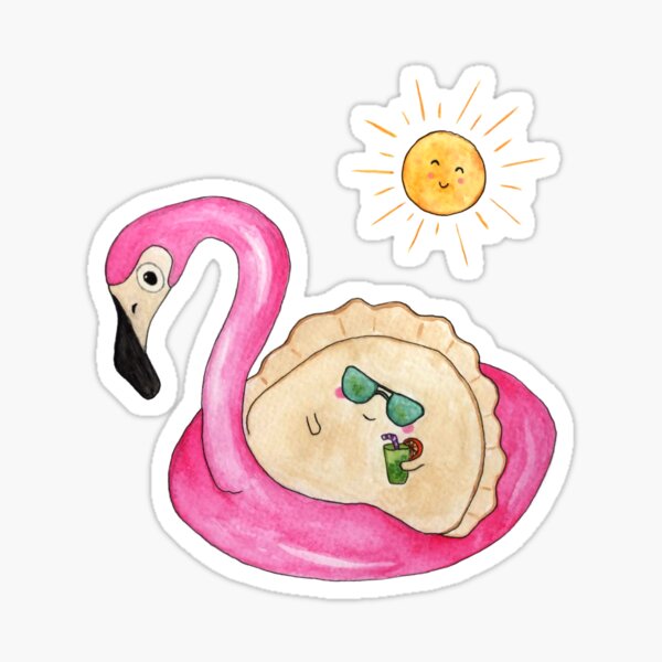 "Cute pink flamingo summer dumpling polish pierogi" Sticker by ...