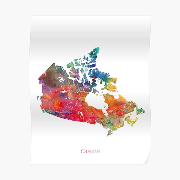 "Canada Map Watercolor by Zouzounio Art" Poster for Sale by ...