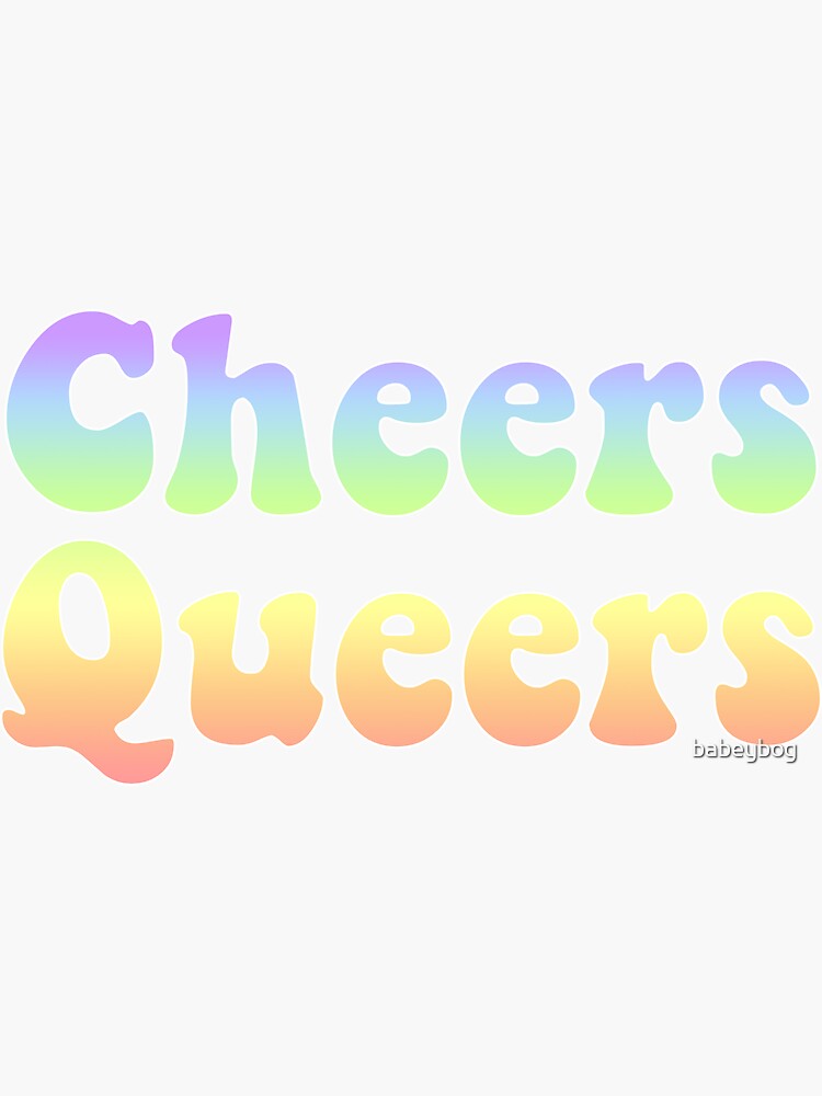 Pegatina «Cheers Queers Gradient Pastel Rainbow Text - Fondo negro» de ...