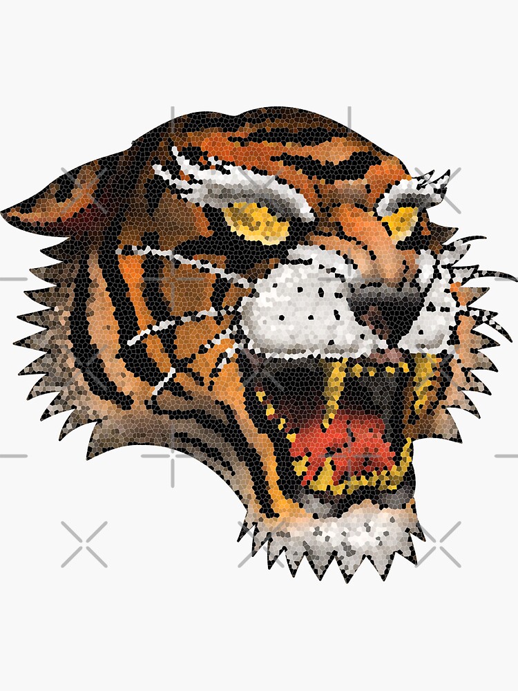 "American Traditional 8-bit Tiger" Sticker by AlexRhodas | Redbubble