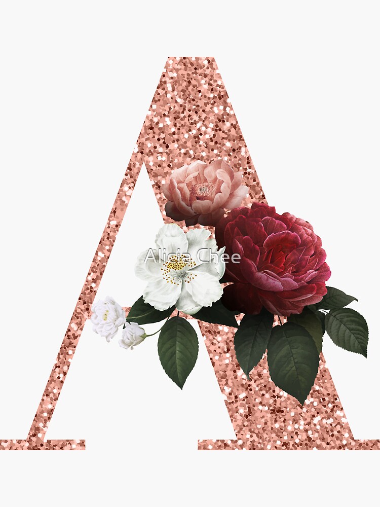 "Rose Gold Letter A" Sticker for Sale by NiftyTrinket | Redbubble