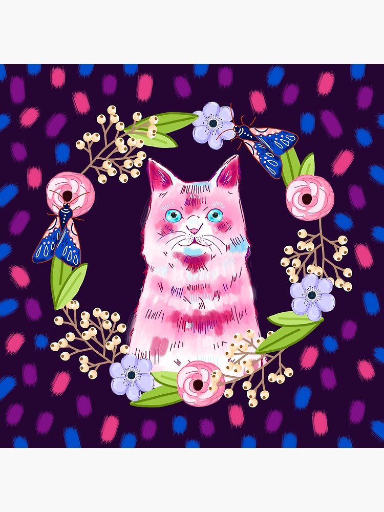 Impression photo « Adorable chat rose moelleux dessiné à la main avec ...