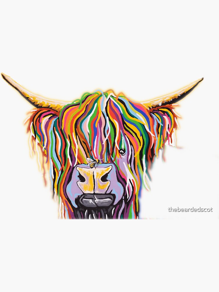 "Highland Cow McCoo mcoo womans white" Sticker by thebeardedscot ...