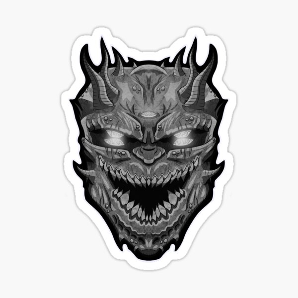 "SPIKE DEMON (4Eyes) - Black/White" Sticker by HeadHeavyDesign | Redbubble