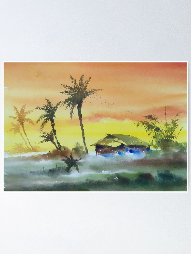 "Watercolor Hand Drawn Landcape" Poster for Sale by renju1902 | Redbubble