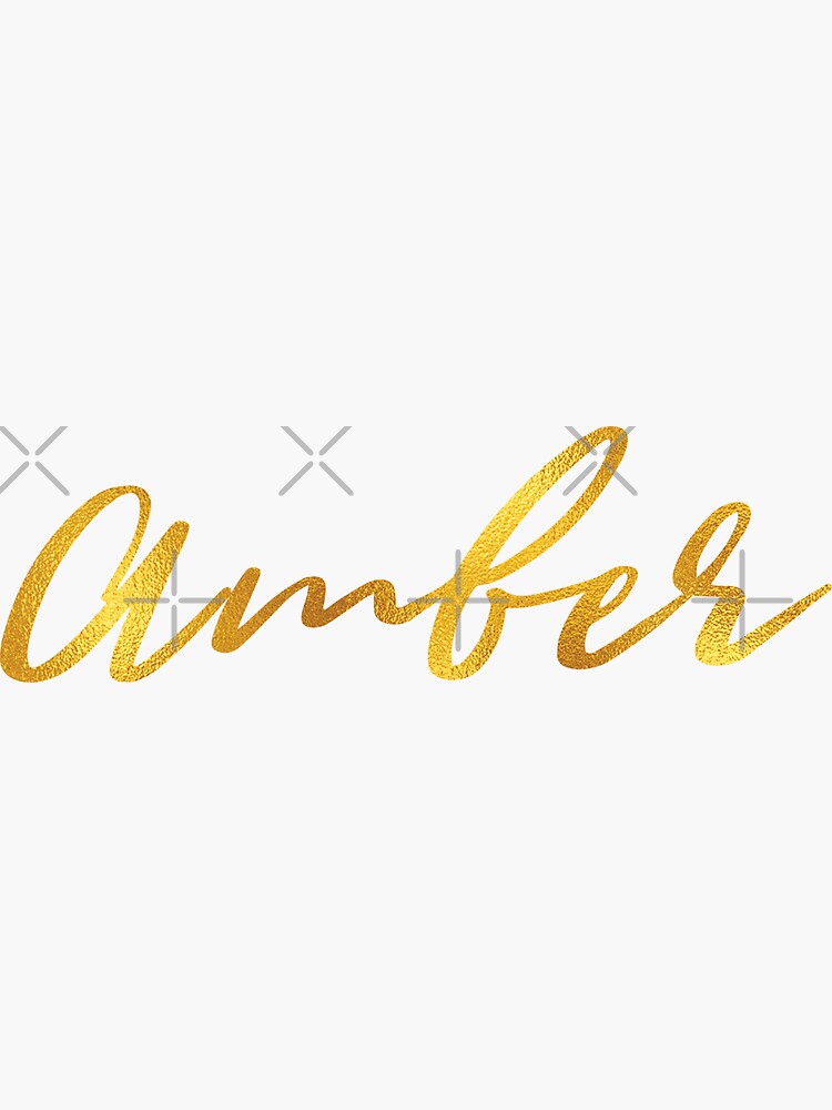 "Amber Name Hand Lettering in Gold Letters" Sticker by PixelOnFire ...