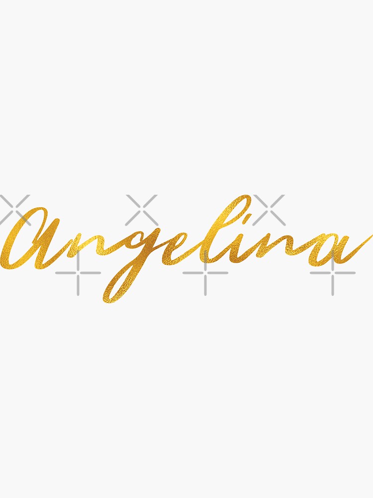 "Angelina Name Hand Lettering in Gold Letters" Sticker for Sale by ...