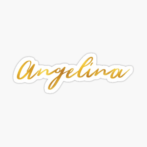 "Angelina Name Hand Lettering in Gold Letters" Sticker for Sale by ...