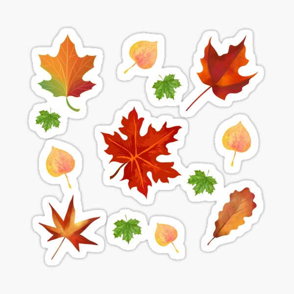 "Autumn leaves pattern white background. Brown leaves" Sticker for Sale ...