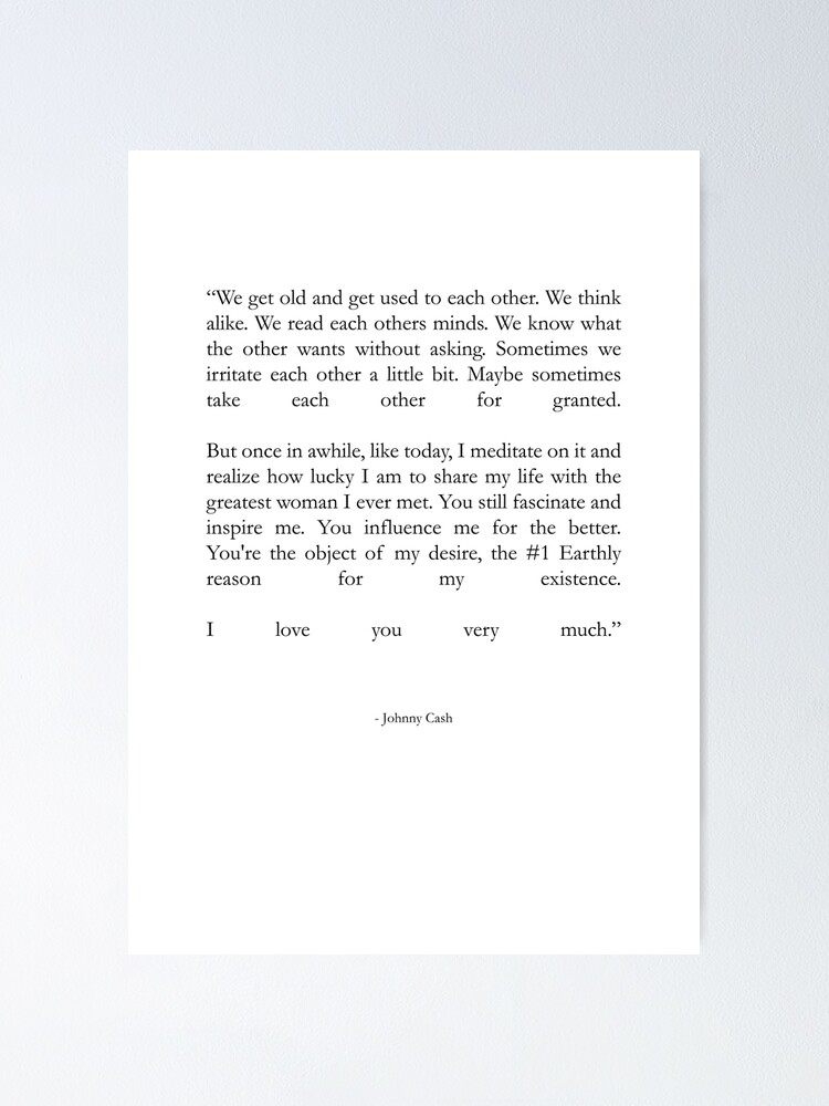 "Johnny Cash Love Letter to June Carter" Poster for Sale by aperte ...