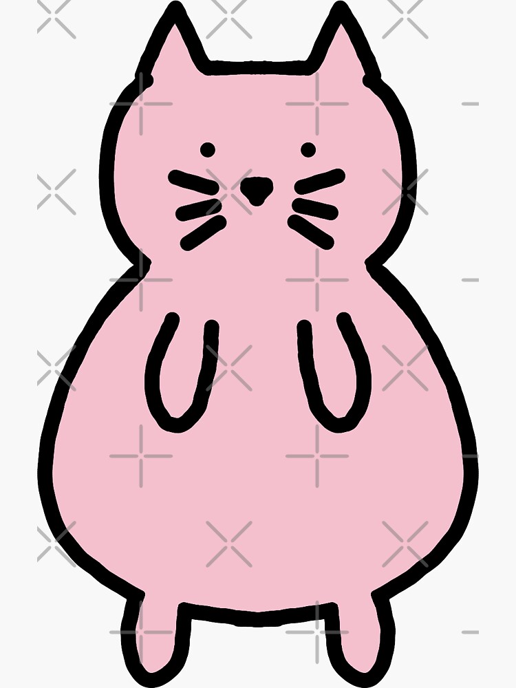 "Cute pink cat drawing, funny" Sticker for Sale by BotigaPigTails ...