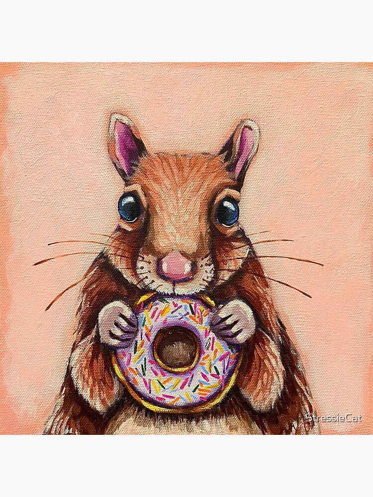 "Squirrel eating a glazed donut" Poster for Sale by StressieCat | Redbubble