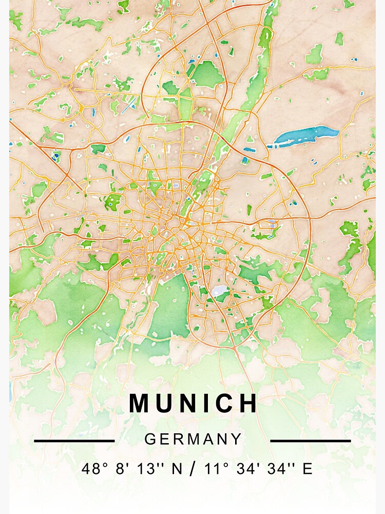 "MUNICH CİTY ROAD MAP POSTER" Sticker for Sale by rashadat | Redbubble
