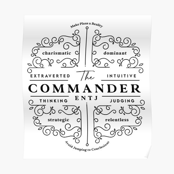"ENTJ Commander Personality type traits MBTI" Poster for Sale by Bless ...