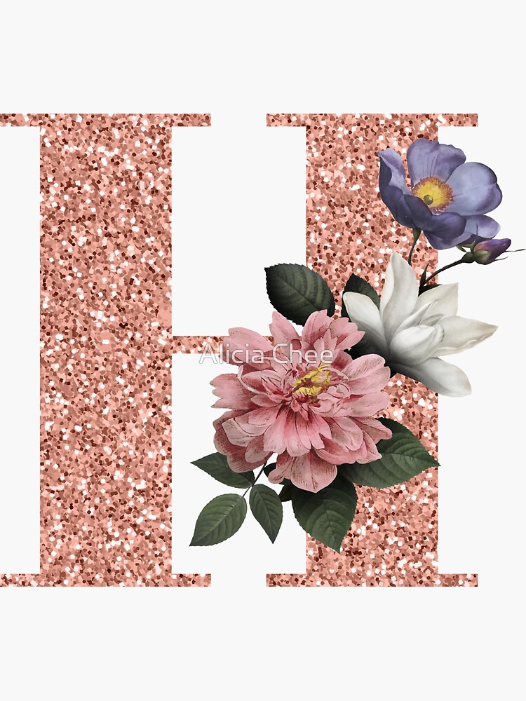 "Rose Gold Letter H" Sticker by NiftyTrinket | Redbubble