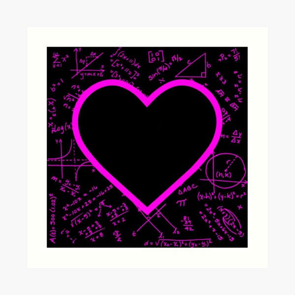 Lámina artística «Amo el diseño de corazón rosa de matemáticas con ...