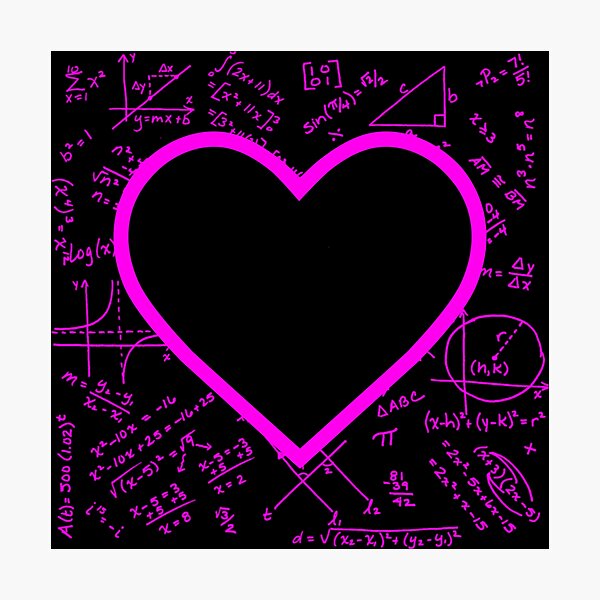 Lámina fotográfica «Amo el diseño de corazón rosa de matemáticas con ...