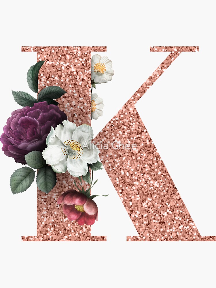 "Rose Gold Letter K" Sticker by NiftyTrinket | Redbubble