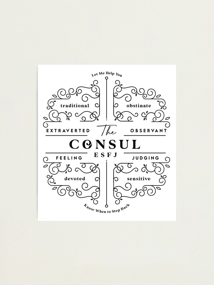 "ESFJ Consul Personality type traits MBTI" Photographic Print for Sale ...