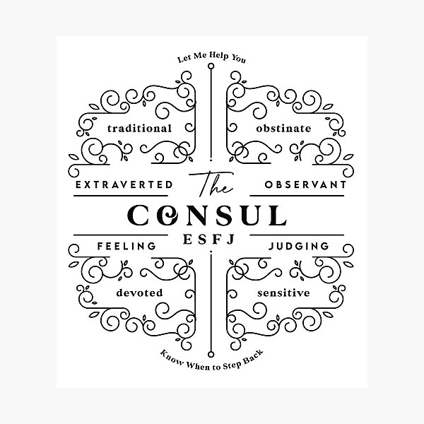 "ESFJ Consul Personality type traits MBTI" Photographic Print for Sale ...