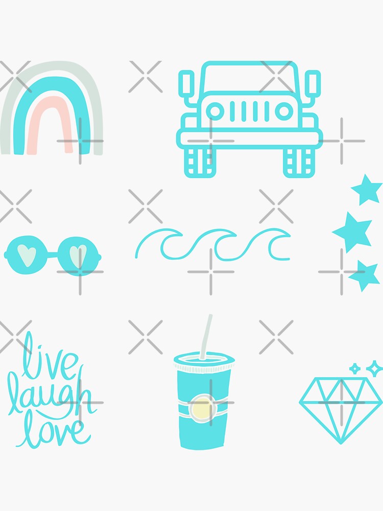 "Teal Aesthetic Cute VSCO Pack" Sticker by kambamdesigns | Redbubble