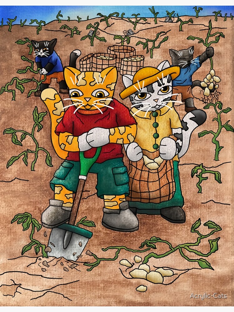 "Potato Harvest Cats" Poster by Acrylic-Cats | Redbubble