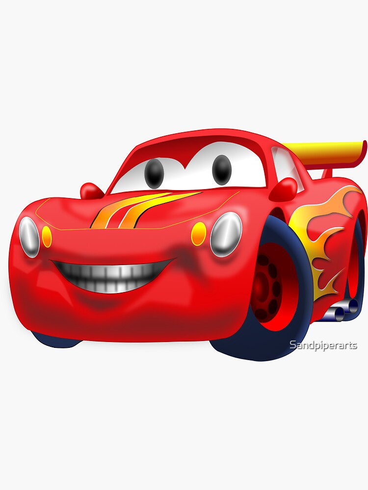 Red Racing Car in Cartoon Style for Kids Sticker