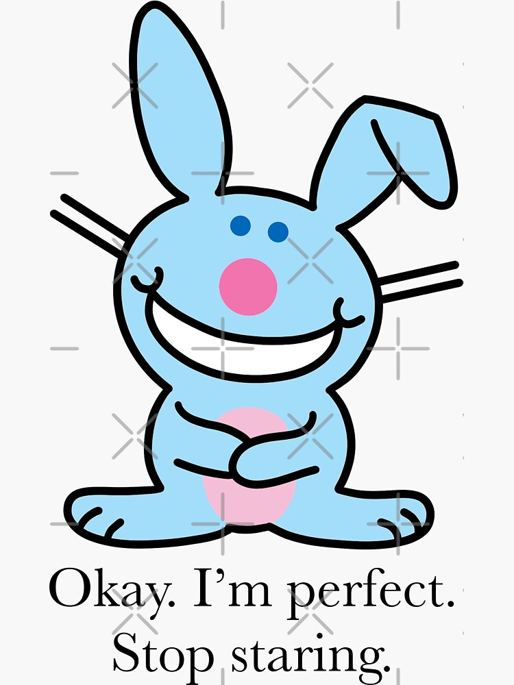 "Happy bunny " Sticker for Sale by prettyuglyangel | Redbubble
