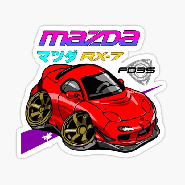 "Mazda RX7 FD3S Cartoon Art" Sticker for Sale by Garasi64 | Redbubble