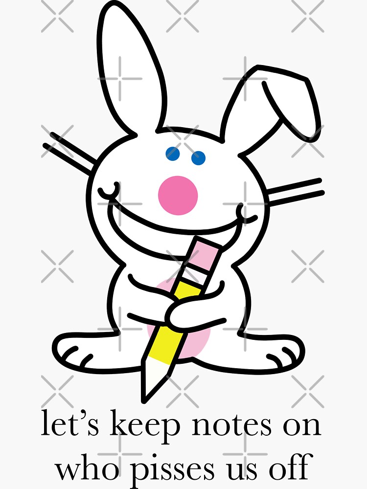 "Happy bunny " Sticker for Sale by prettyuglyangel | Redbubble