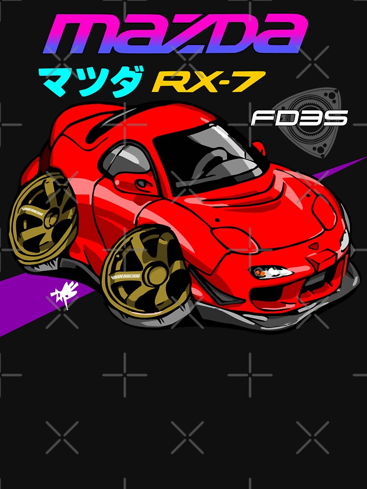 "Mazda RX7 FD3S Cartoon Art" T-shirt by Garasi64 | Redbubble