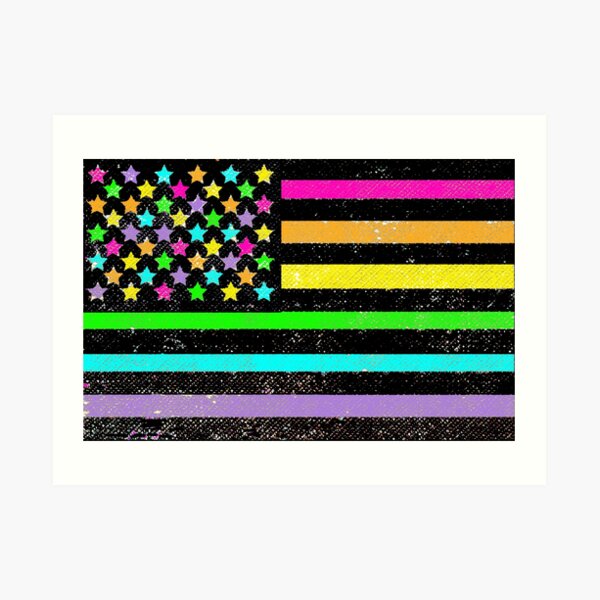 Neon American Flag Wall Art | Redbubble