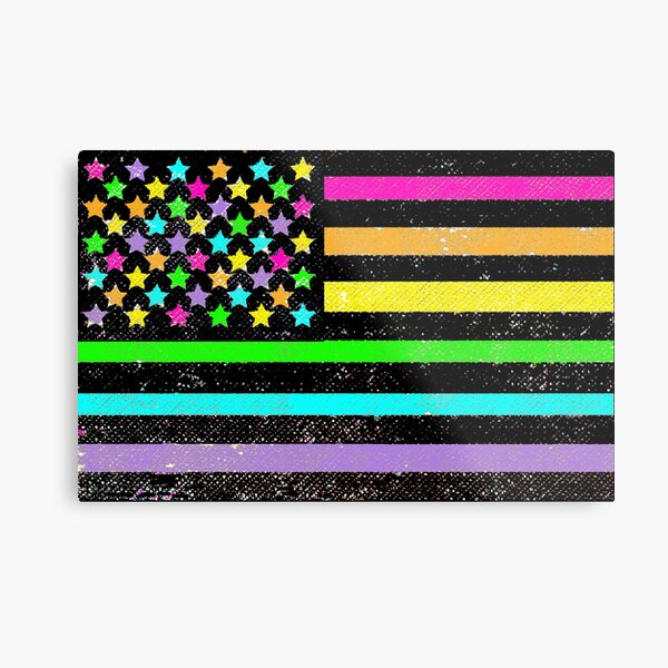 Neon American Flag Wall Art | Redbubble