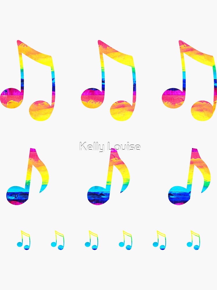 "Rainbow Music Notes" Sticker by kellylouisev | Redbubble