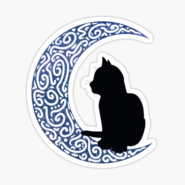 "Moon and Cat" Sticker by quirkyandkind | Redbubble