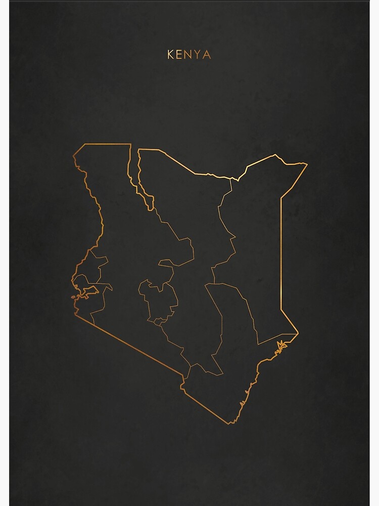 "Kenya Gold Outline Map with State Boundaries" Poster for Sale by ...