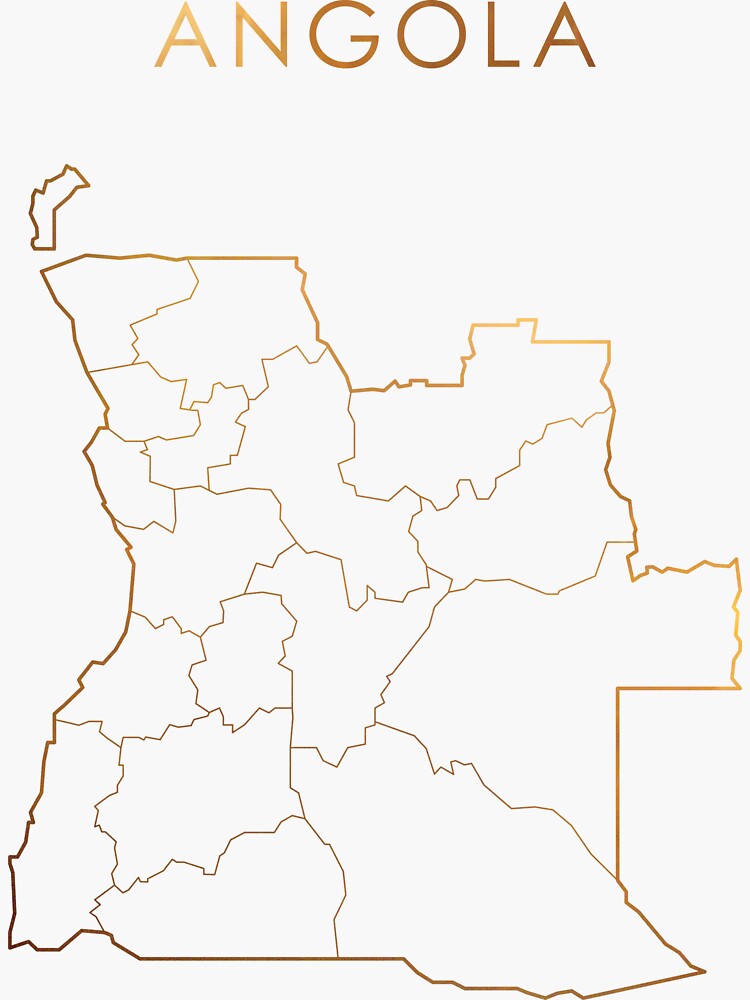 "Angola Gold Outline Map with State Boundaries" Sticker for Sale by ...