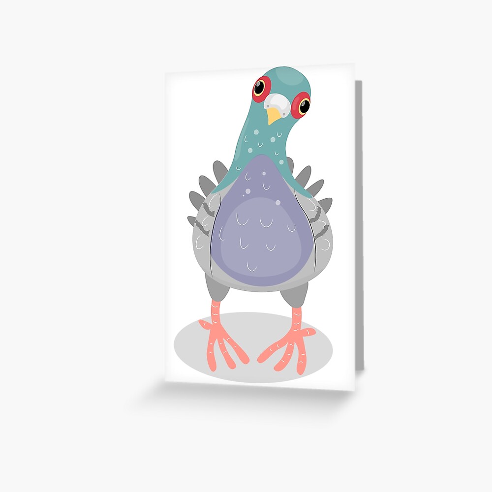 "Funny curious pigeon cartoon illustration" Greeting Card by ...