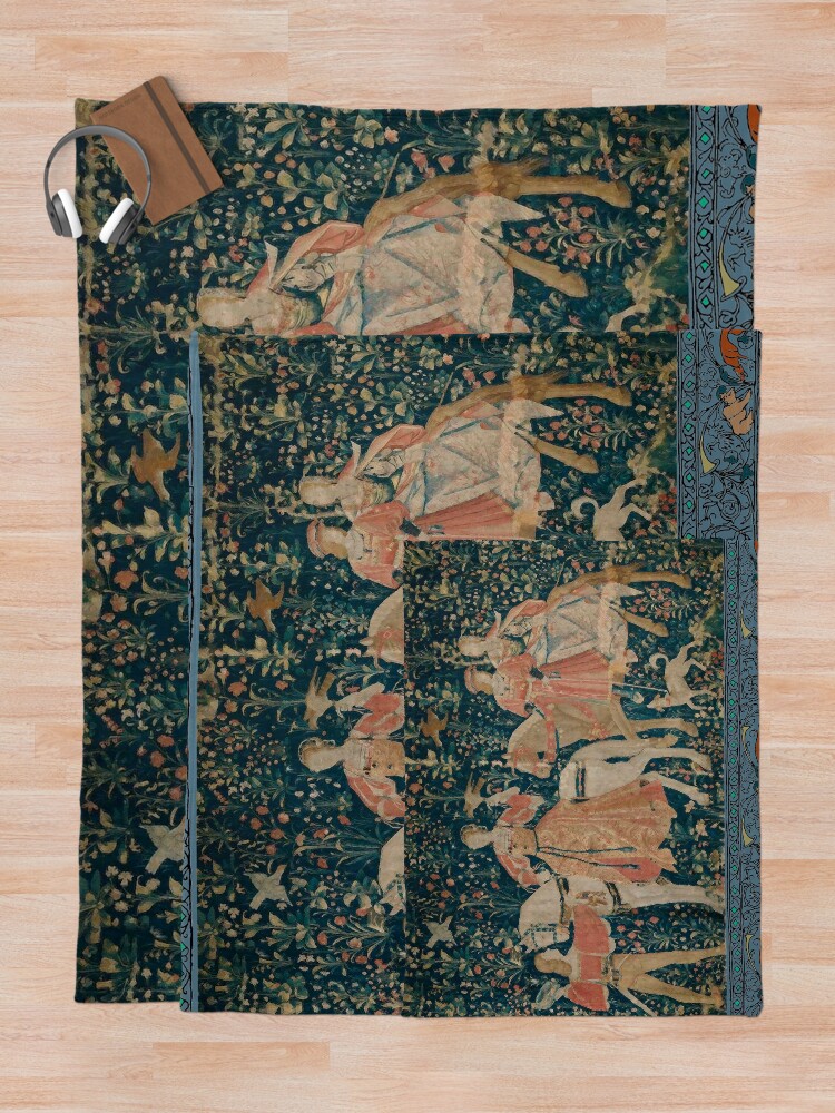 "Medieval Tapestry - the Hawk Hunt" Throw Blanket for Sale by ...