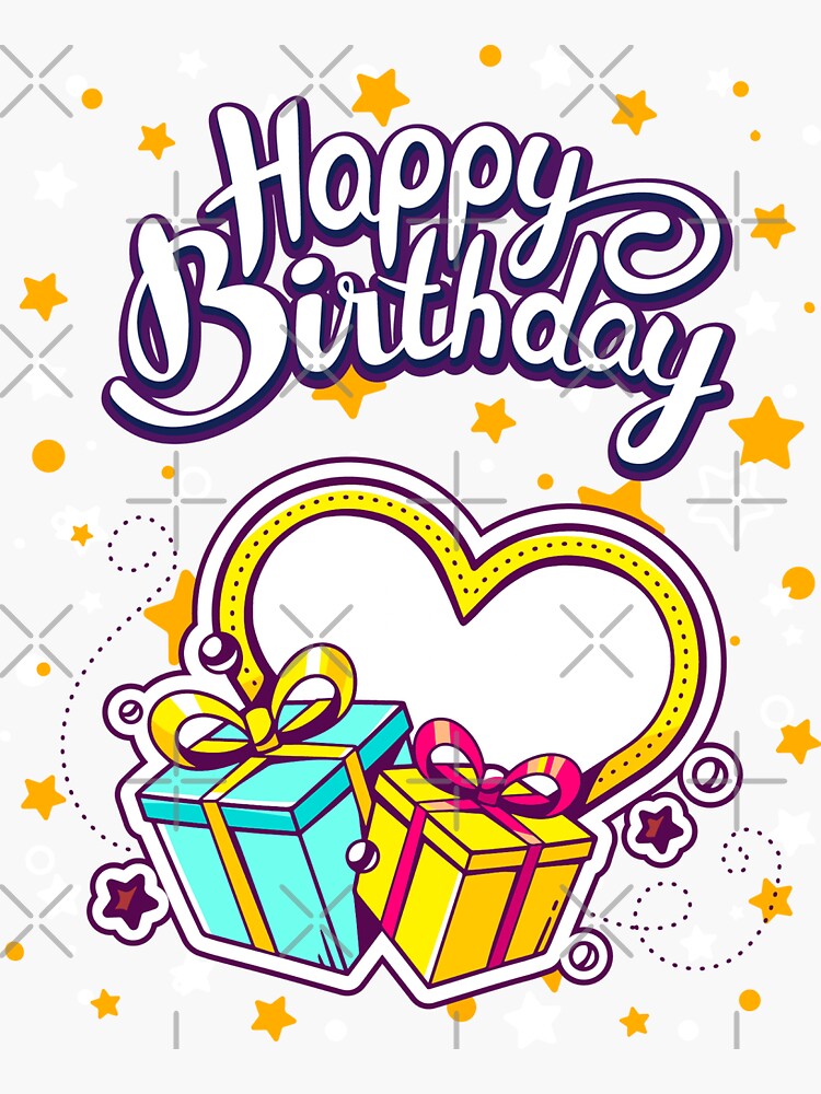 "Happy Birthday text overlay, Birthday Gift Greeting card " Sticker for ...