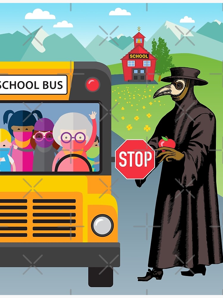 "Plague Doctor — Back to School Yellow School Bus and School House ...