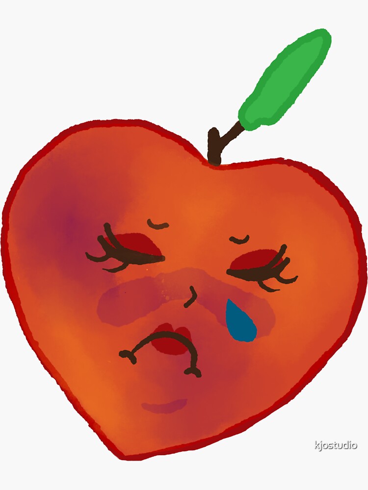 "Sad Crying Peach " Sticker for Sale by kjostudio | Redbubble